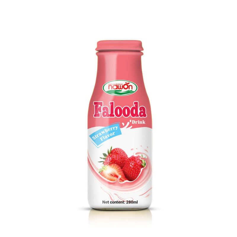 Nawon Falooda Drink With Stawberry Flavor | Glass Bottle, 280Ml (9.5 Fl oz)